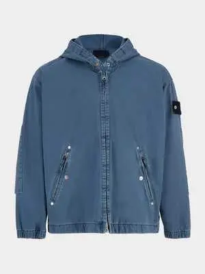 Stone Island Indigo Denim Hooded Jacket - Blue