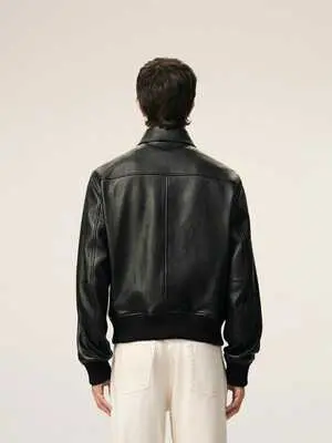 AMI Paris Lamb Leather Zipped Jacket