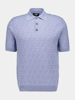 Fendi Light Ff Knit Cotton Polo Shirt - Blue