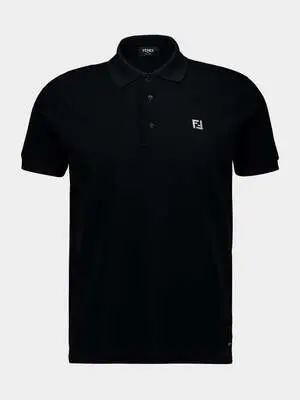 Fendi Cotton Piqué Slim Fit Polo Shirt - Black