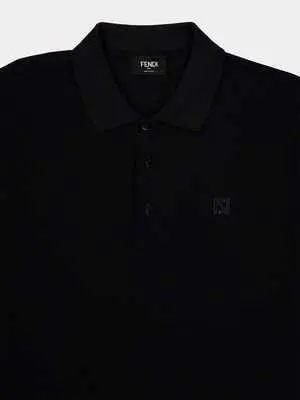 Fendi Cotton Piqué Slim Fit Polo Shirt - Black