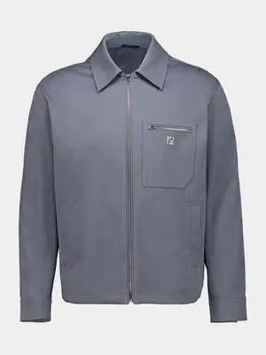 Fendi Stretch Gabardine Zip Blouson Jacket - Grey