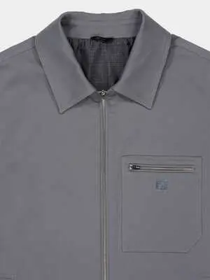 Fendi Stretch Gabardine Zip Blouson Jacket - Grey