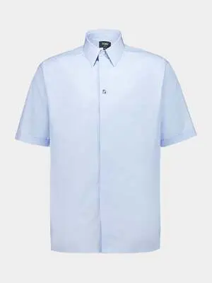 Fendi Light Cotton Boxy Fit Short Sleeve Shirt - Blue