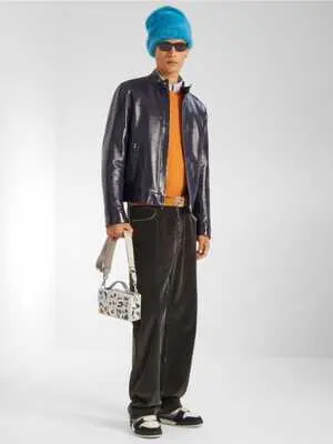 Fendi Shiny Leather Biker Jacket
