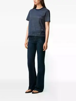 AMI Paris Striped Cotton T-shirt - Blue