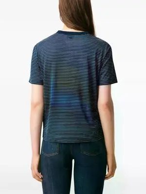 AMI Paris Striped Cotton T-shirt - Blue