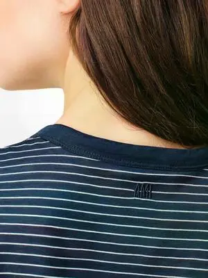AMI Paris Striped Cotton T-shirt - Blue