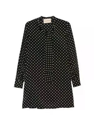 Valentino Garavani Polka Dot Pussy-bow Mini Dress - Black