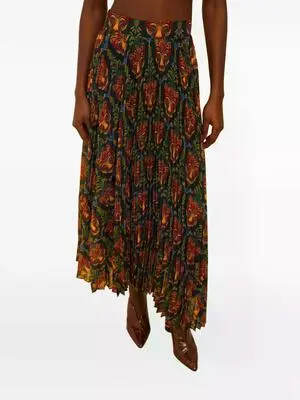 Farm Rio Printed Pleated Midi Skirt