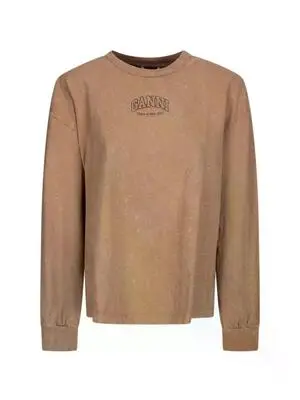 GANNI Washed Effect Longsleeve T-shirt - Neutrals