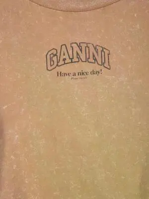GANNI Washed Effect Longsleeve T-shirt - Neutrals
