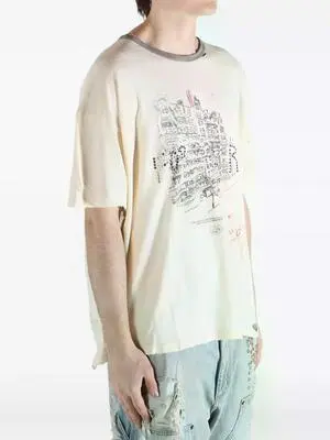 PALY Crystal Embellished Distressed Cotton T-shirt