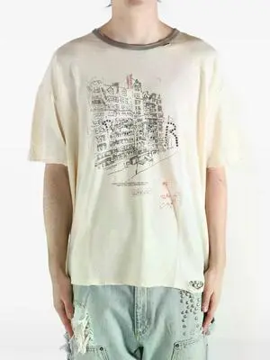 PALY Crystal Embellished Distressed Cotton T-shirt