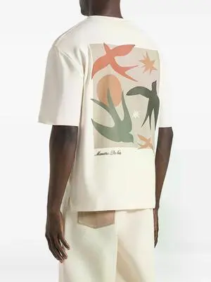 Manière De Voir Thibault Bird Detail Cotton T-shirt - Neutrals
