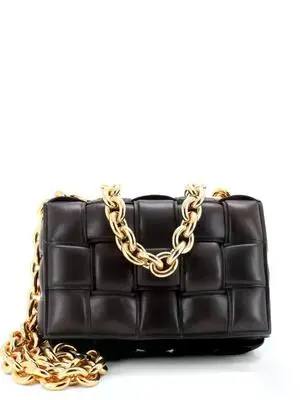 Bottega Veneta Cassette Chain Padded Maxi Intrecciato Leather Crossbody Bag - Brown