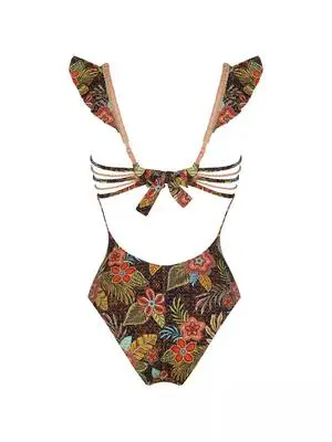 DEL MAAR Yanqay Floral Ruffle Swimsuit
