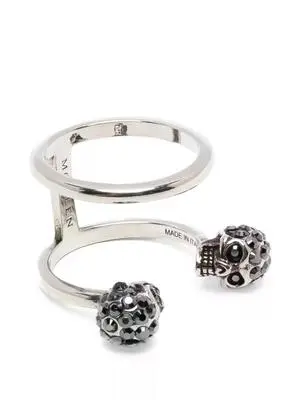 Alexander McQueen Skull-embellished Double Ring - Silver
