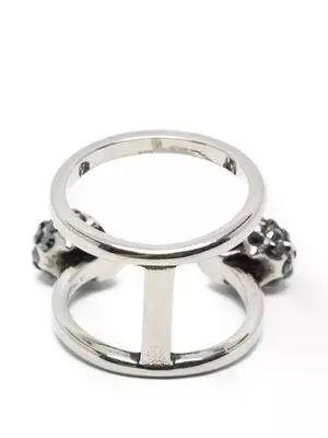 Alexander McQueen Skull-embellished Double Ring - Silver