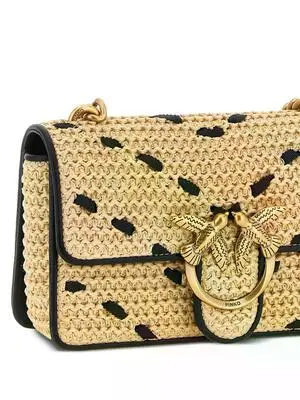 Pinko Love One Light Chevron Raffia Small Crossbody Bag - Neutrals