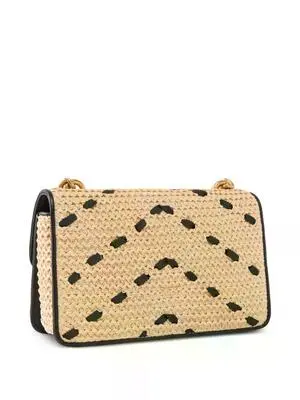 Pinko Love One Light Chevron Raffia Small Crossbody Bag - Neutrals