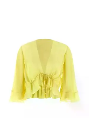 Alberta Ferretti Drawstring Ruffled Blouse - Yellow