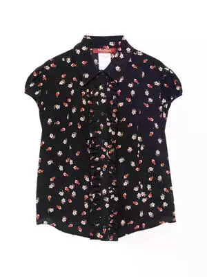 Max Mara Flower-print Ruffled Top