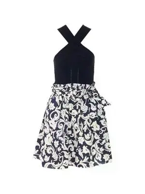 Liu Jo Floral Print Sleeveless Midi Dress With Criss-cross Detail And Bow