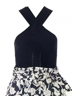 Liu Jo Floral Print Sleeveless Midi Dress With Criss-cross Detail And Bow