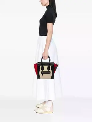 Celine 2015 Micro Tricolor Canvas And Leather Luggage Tote Handbag