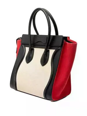 Celine 2015 Micro Tricolor Canvas And Leather Luggage Tote Handbag