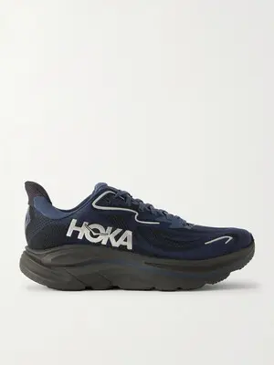 HOKA® Clifton 10 Rubber-trimmed Jacquard Running Sneakers - Blue