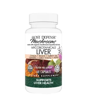 Host Defense Mycobotanicals Liver Capsules Liver Health Supplement With Milk Thistle & Turmeric Root - No Color