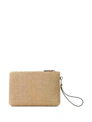 JIMMY CHOO Raffia Pouch With Wrist Strap