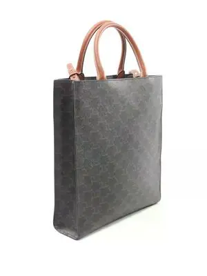 Celine Small Triomphe Coated Canvas Vertical Cabas Tote Satchel - Black