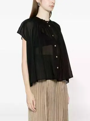 FORTE_FORTE Gathered-detail Blouse - Black