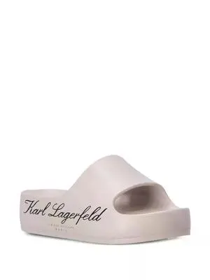 Karl Lagerfeld Logo-print Flat Slides - Neutrals