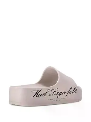 Karl Lagerfeld Logo-print Flat Slides - Neutrals