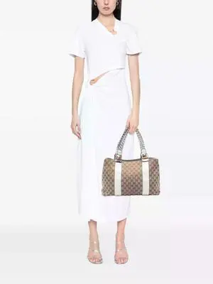 Gucci Medium Gg Canvas Bamboo Libeccio Tote Bag