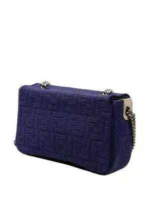 Fendi Zucca Embossed Technical Fabric Chain Baguette - Blue
