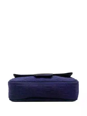 Fendi Zucca Embossed Technical Fabric Chain Baguette - Blue