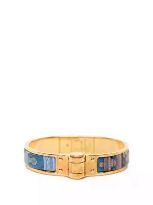 Hermès Narrow Printed Enamel Hinge Bracelet - Blue