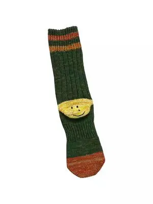 Kapital Striped Smiley Face Socks - Green