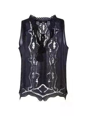 Seventy Openwork Lace Ramie Top