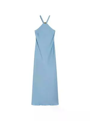 Max Mara Satin Halterneck Dress - Blue