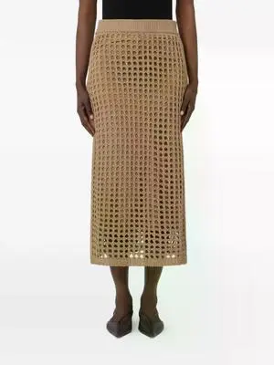 Max Mara Openwork Knitted Skirt - Neutrals