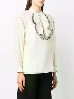 Tory Burch Ruffle-trim Long-sleeved Blouse