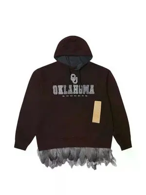 4SDESIGNS Feather Trim Hoodie - Brown