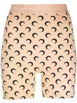 MARINE SERRE Moon-print Cycling Shorts - Neutrals