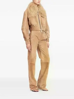 16Arlington Cie Fur-collar Suede Jacket - Neutrals